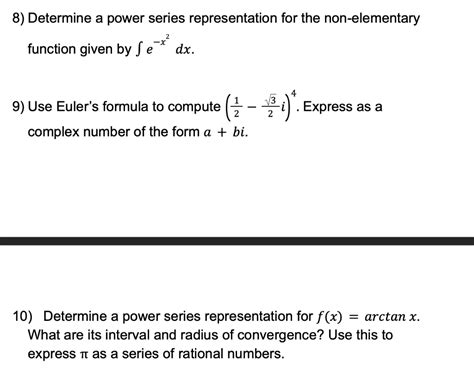 solved 8 determine a power series representation for the