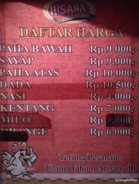 Selalu Diperbarui Menu Hisana Fried Chicken Kemayoran