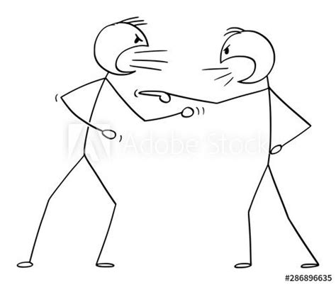 Vector Cartoon Stick Figure Drawing Conceptual Illustration Of Two