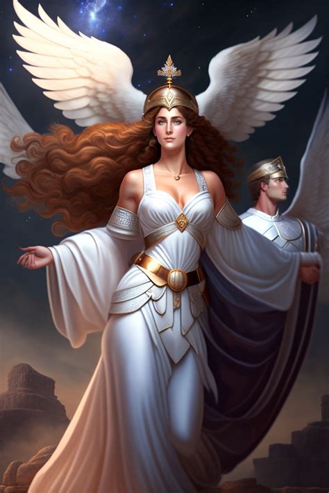 Lexica Three People A Beautiful Greek Goddess Athena With Wavy Brown