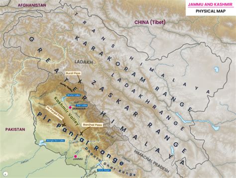 Jammu And Kashmir Physical Map UPSC