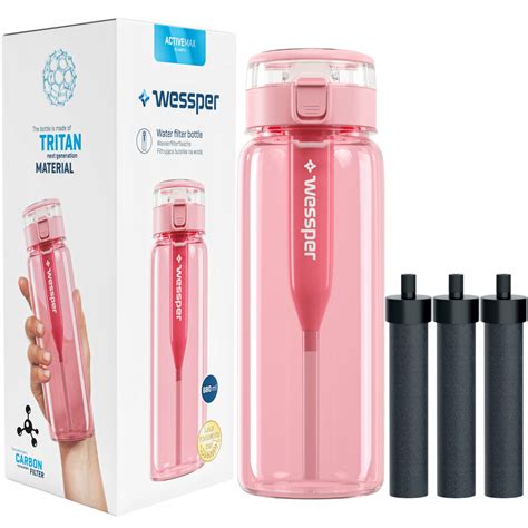 Butelka filtrująca Wessper ActiveMax Clarti 0 68l Tritan różowa 3x