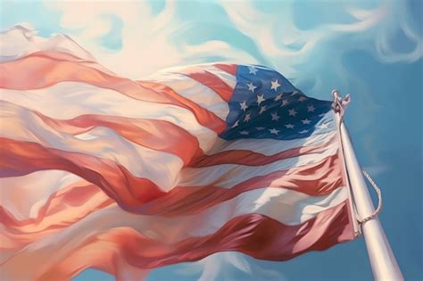 Premium AI Image American Flag Waving In The Wind