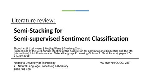 【2018 09 06】 semi stacking for semi supervised sentiment classification speaker deck