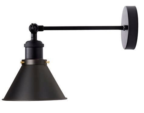 Lampa Ścienna LED Kinkiet Edison Loft Regulowana Czarna Metalowy Klosz