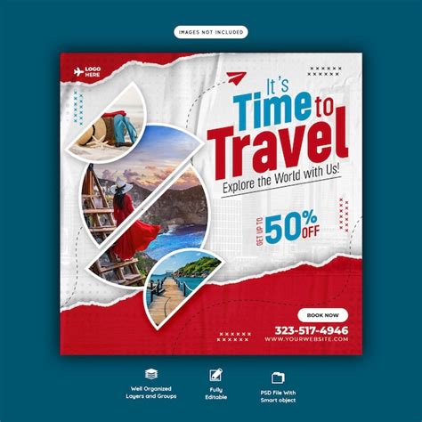 Publicación de instagram de viajes y turismo o plantilla de publicación