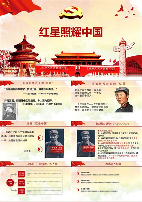 红星照耀中国部编版语文八年级上册ppt模板 卡卡办公
