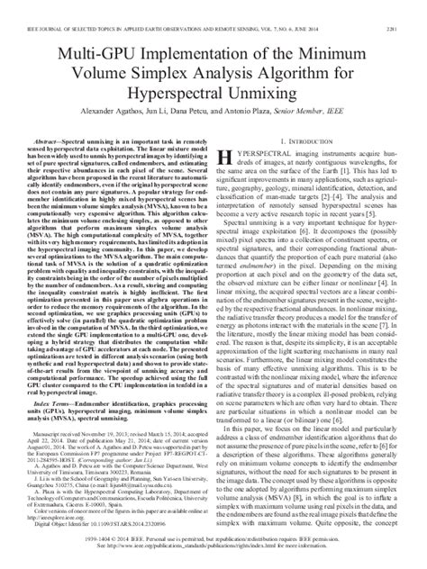 pdf multi gpu implementation of the minimum volume simplex analysis algorithm for