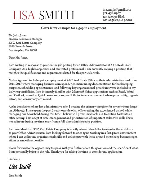 The Cover Letter For An Application Is Shown
