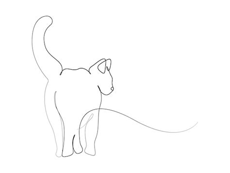 Desenho contínuo de uma linha de gato bonito isolado em fundo branco