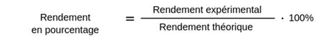 Le Rendement Th Orique Le Rendement Exp Rimental Et Le Pourcentage De