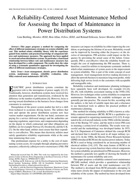 pdf a reliability centered asset maintenance method for assessing the impact of maintenance in