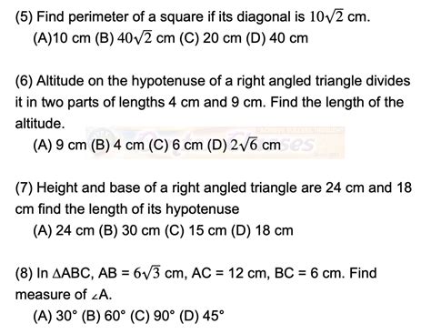 education problem set 2 pythagoras theorem maths ii ssc 10th standard maharashtra