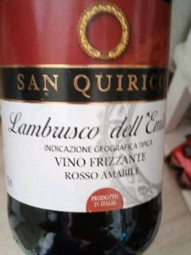 San Quirico Lambrusco Dell Emilia Frizzante Rosso Amabile Vivino US
