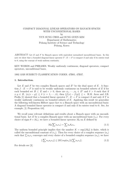 pdf compact diagonal linear operators on banach spaces with unconditional bases