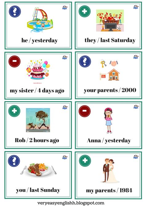 Easy English Past Simple Speaking Cards D62