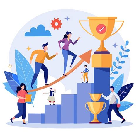 Growth To Success Team Achievement Or Teamwork To Achieve Target Career