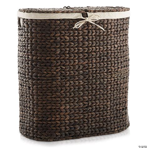 Casafield 2 Section Oval Laundry Hamper Basket With Lids Removable