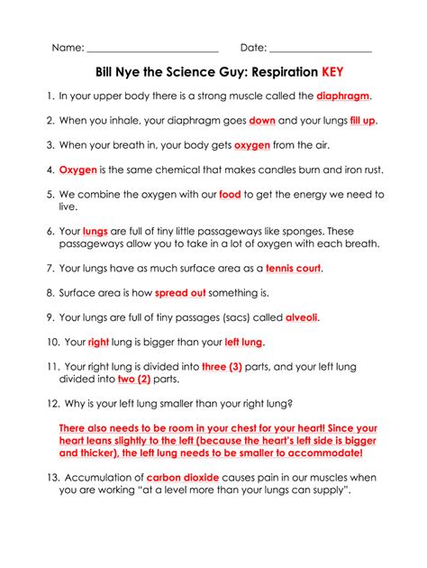 Bill Nye Respiration Fill Out Sign Online Dochub Worksheets Library