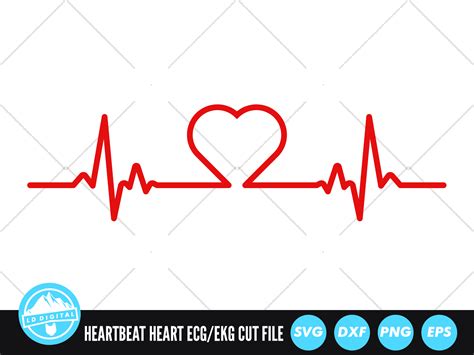 Heartbeat Line Love Heart SVG ECG EKG Cut File Nurse SVG By LD