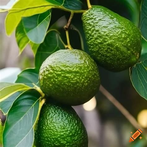 Avocado Tree Branch With Fruits And Leaves In Nature On Craiyon