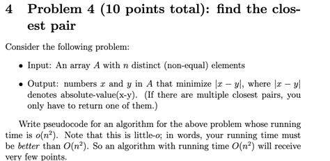 solved 4 problem 4 10 points total find the closest pair