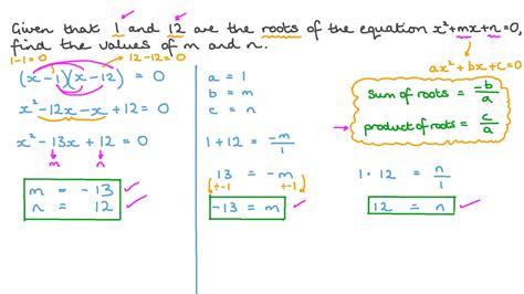 question video finding two unknowns in a quadratic equation using the relation between its