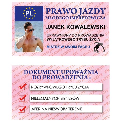Prawo jazdy Młodego imprezowicza wyjątkowy prezent Wyjątkowy Prezent