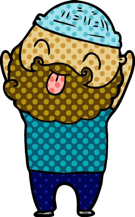 Man With Beard Sticking Out Tongue 12417673 Vector Art At Vecteezy