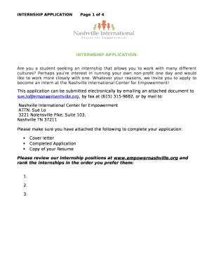 Internship Application Doc Template Pdffiller