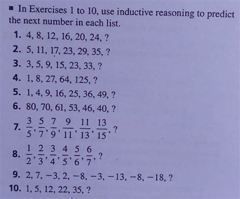 Solved In Exercises To Use Inductive Reasoning To Predict The