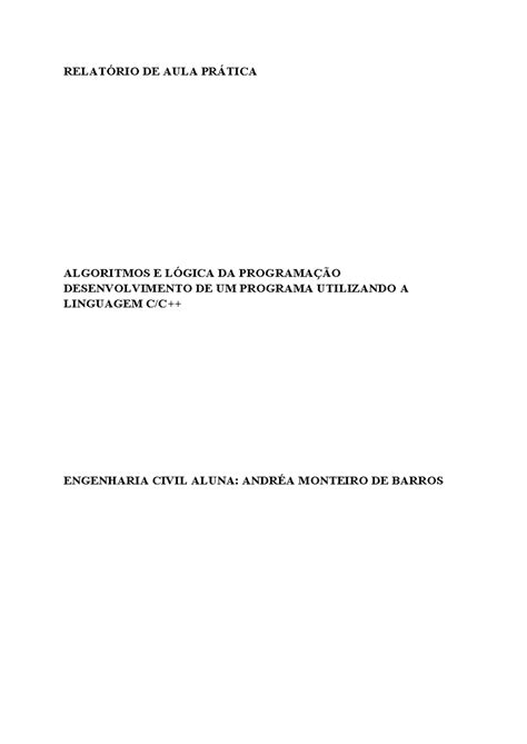 Relatorio de Agoritmos E Logica DA Progrmação RELATÓRIO DE AULA