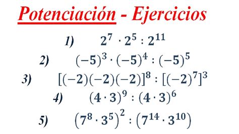 Ejercicios De Potenciacion Facil
