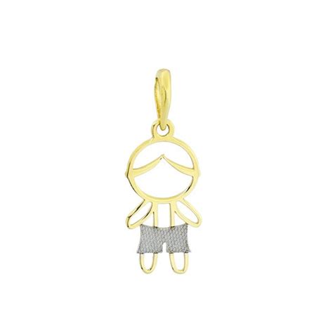 Pingente Filho Menino Ródio Ouro 18K