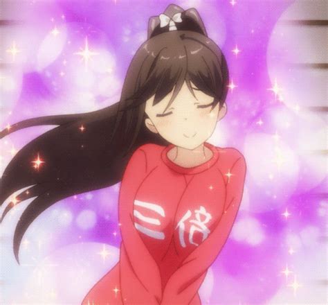 An Anime Girl With Long Black Hair Wearing A Red Shirt