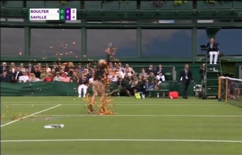 Two Protesters Throw Confetti And Puzzle Pieces At Wimbledon Over Oil