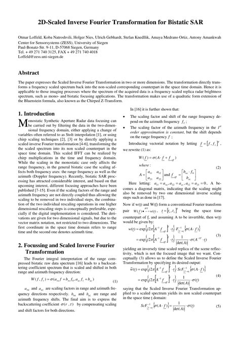 pdf 2d scaled inverse fourier transformation for bistatic sar