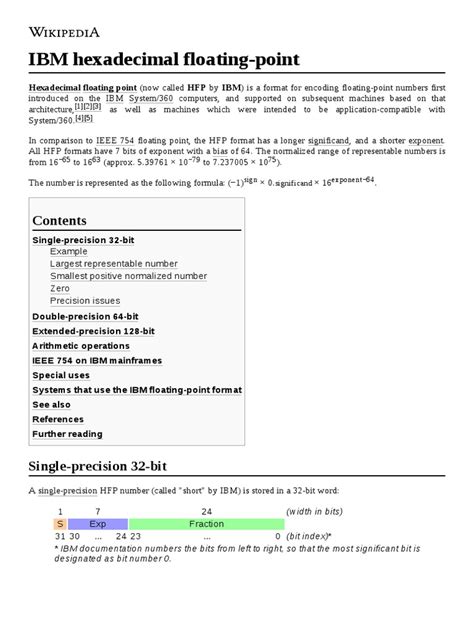 ibm hexadecimal floating point width in bits pdf theory of computation arithmetic