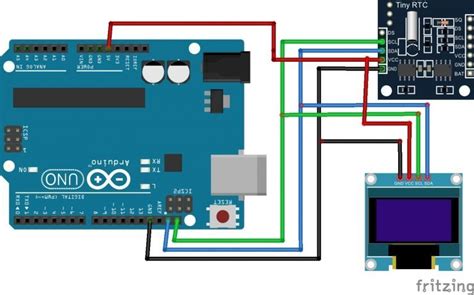 interface ds1307 rtc module with arduino display date time on oled