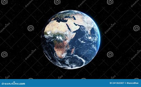 Planet Earth With Realistic Geography Surface And Orbital 3D Cloud