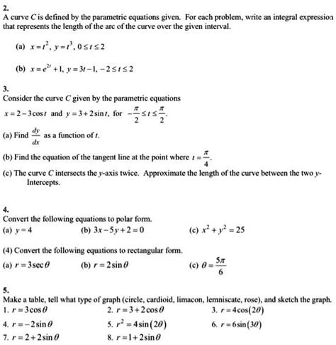solved a curve c is defined by the parametric equations given for each problem write an
