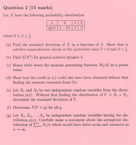 solved question 2 [15 marks] let x have the following