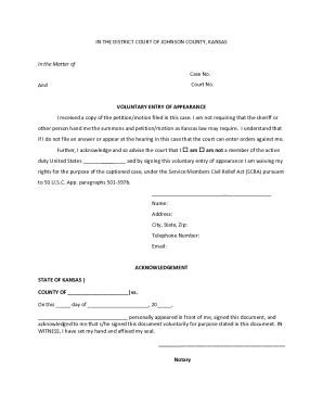 Fillable Online Courts Jocogov Voluntary Entry Of Appearance Fax Email