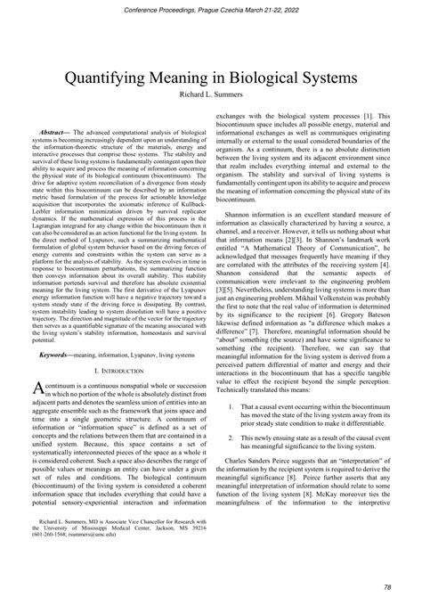 pdf quantifying meaning in biological systems