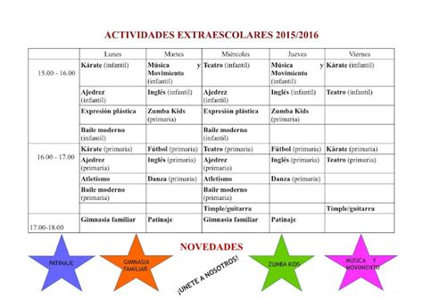 ACTIVIDADES EXTRAESCOLARES INFORMACIÓN Y FICHA DE INSCRIPCIÓN