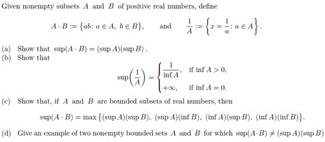 solved given nonempty subsets a and b of positive real
