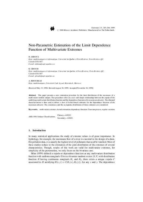 pdf non parametric estimation of the limit dependence function of multivariate extremes