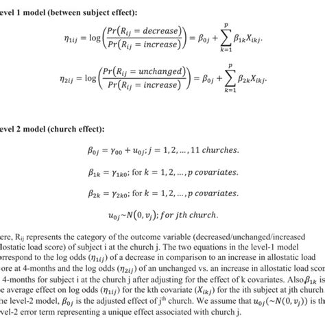 two level hierarchical multinomial logistic regression model showing download scientific