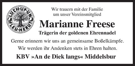 Traueranzeigen Von Marianne Freese Nordwest Trauer De