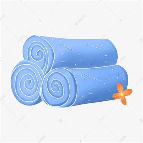 手绘蓝色毛巾插画素材图片免费下载 千库网